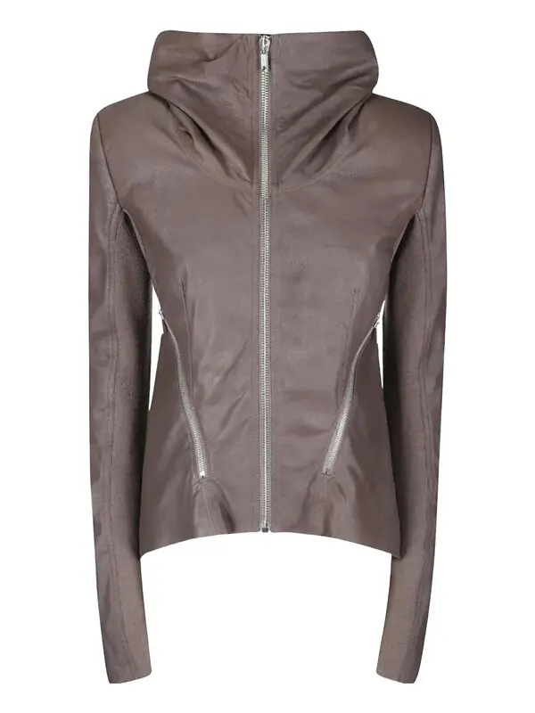 Rick Owens Naska Turtleneck Zipped Biker Jacket - Dark Dust
