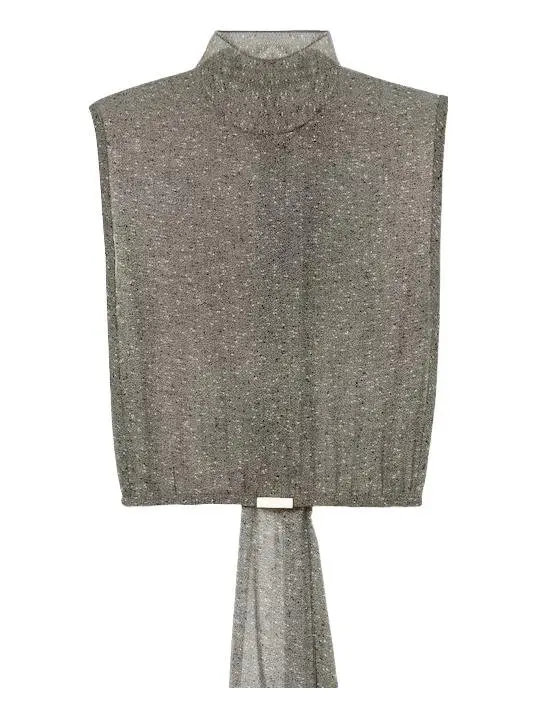 Gucci Sleeveless Sheer Georgette Top With Corsage Print And Tie Detail - Gray