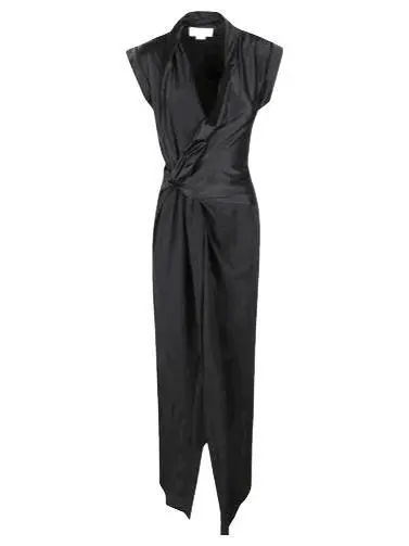 Victoria Beckham Asymmetric V-neck Knotted Dress - Black