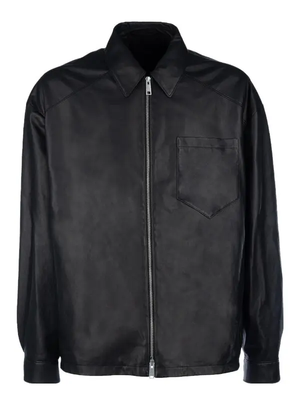 Prada Leather Zip-up Jacket - Black