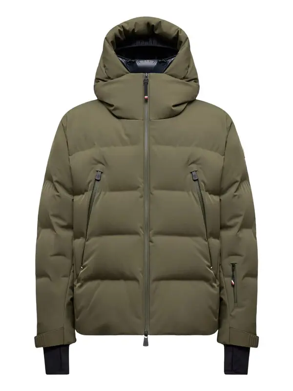 Moncler Zip-up Padded Hooded Snow Jacket - Olive Green