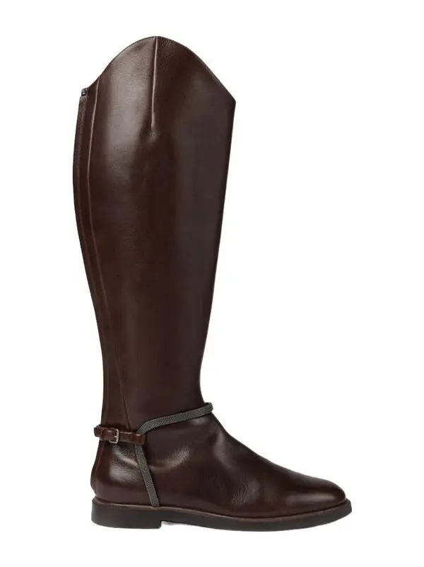 Brunello Cucinelli Buckled Leather Boots - Brown