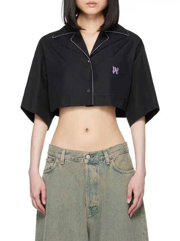 Palm Angels Cropped Shirt - Black