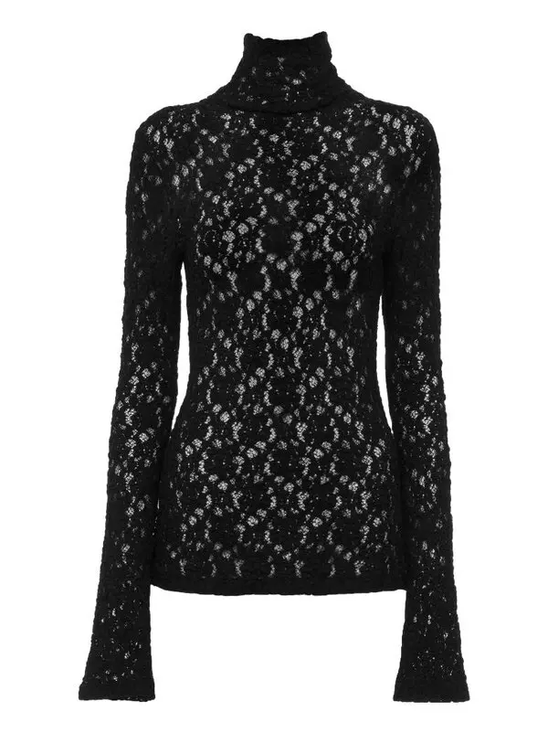 Chloé Fitted Turtleneck Knit Top - Black