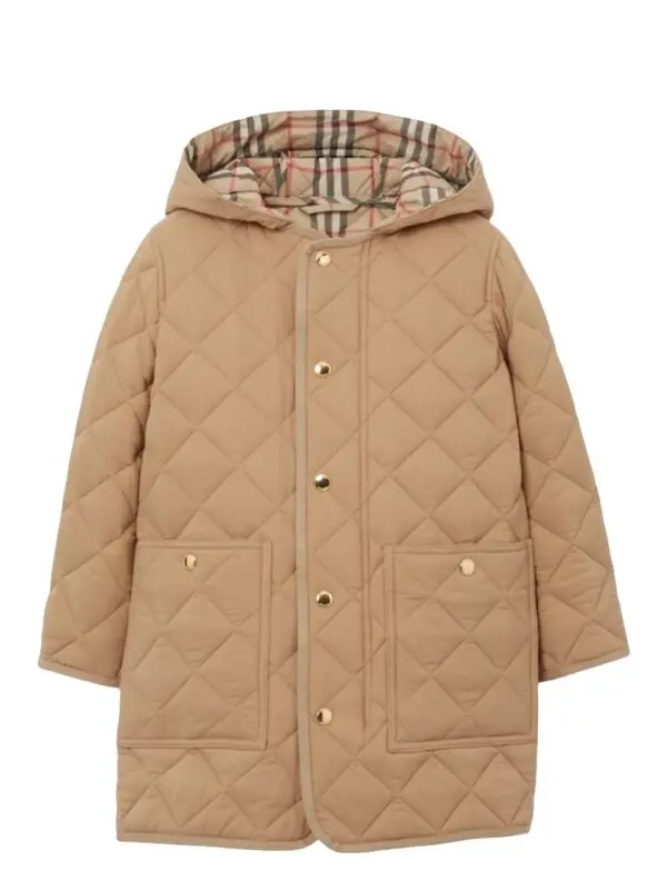 Burberry Diamond-quilted Hooded Coat - Nude