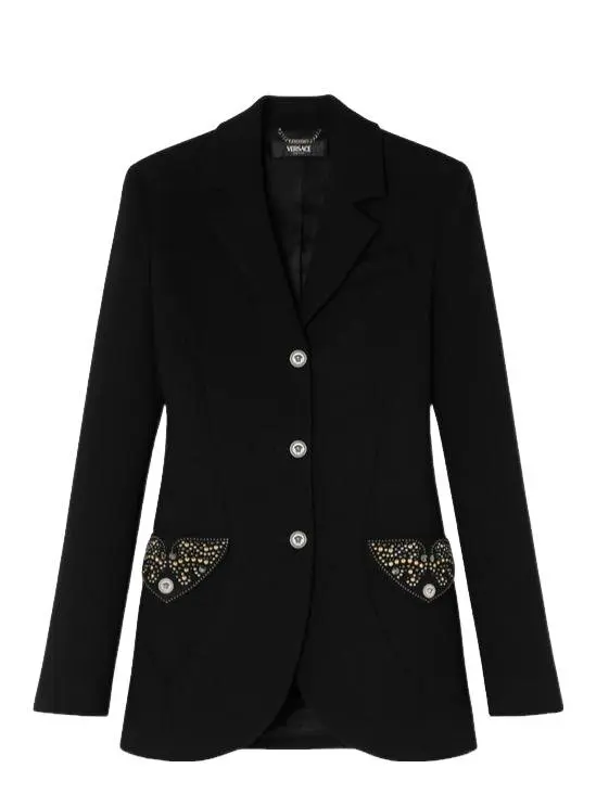 Versace Embellished Single-breasted Blazer - Black