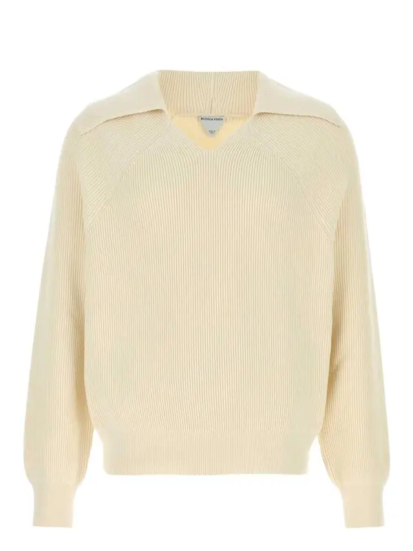 Bottega Veneta V-neck Knitted Jumper - Chalk Color