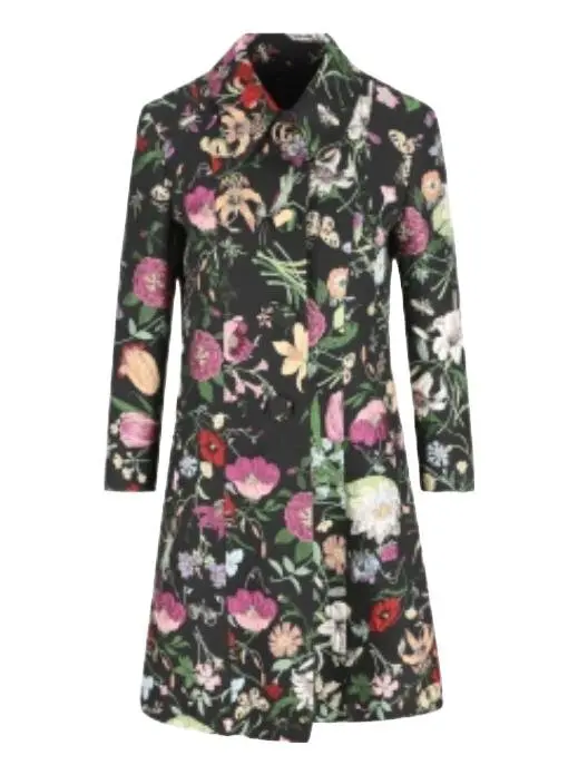 Gucci Floral Print Collared Coat - Multi-color