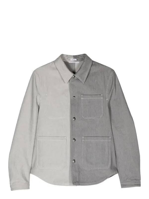 Thom Browne Utility Denim Jacket With Curved Hem - Mist Grey