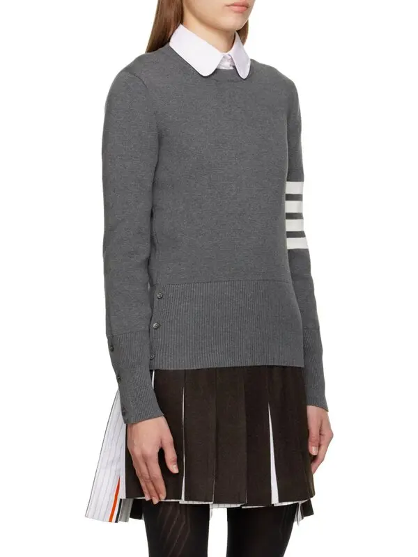 Thom Browne 4-bar Crewneck Knit Jumper - Medium Gray