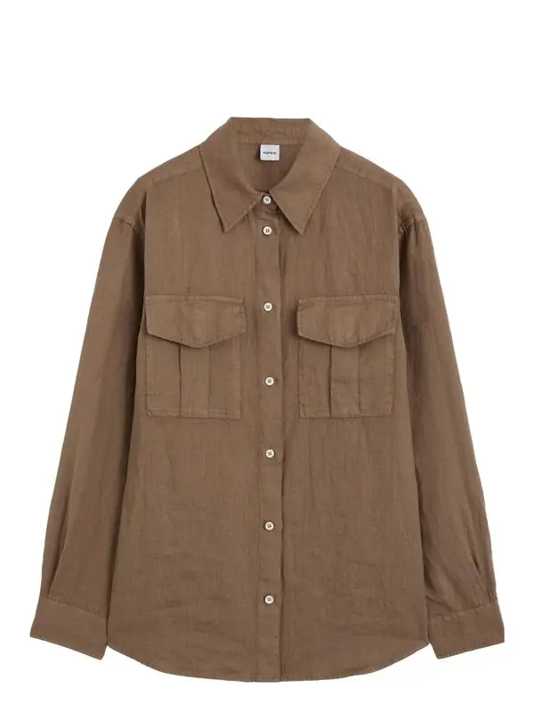 Aspesi Stand Collar Shirt - Brown