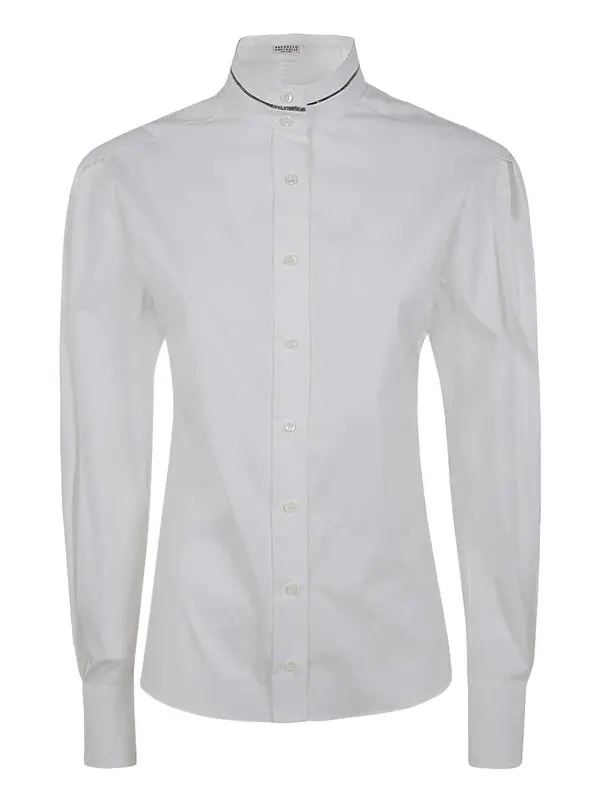 Brunello Cucinelli Monili Detail Poplin Shirt - Gray