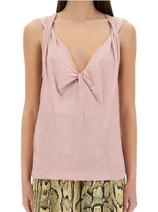 Dries Van Noten Sleeveless V-neck Jersey Top - Nude