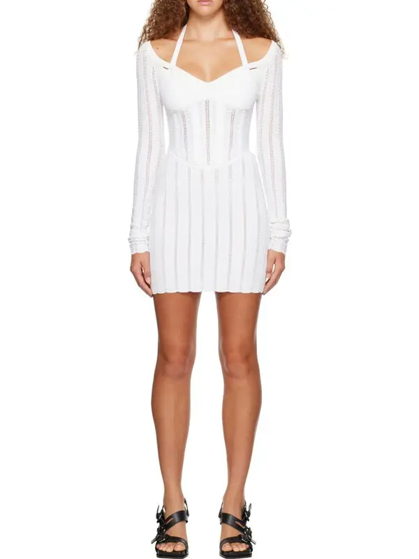 DION LEE Open-knit Corset Mini Dress - White
