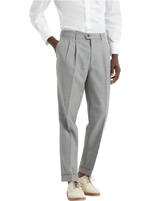 Brunello Cucinelli Pleated Tailored Trousers - Gray