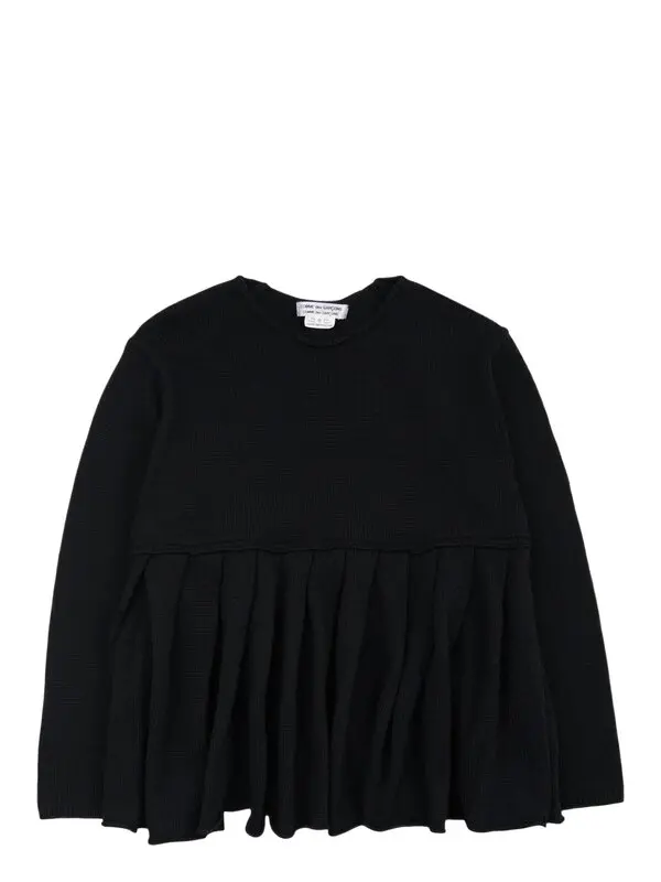 Comme Des Garçons Crew Neck Sweater With Gathered Skirt Hem - Black