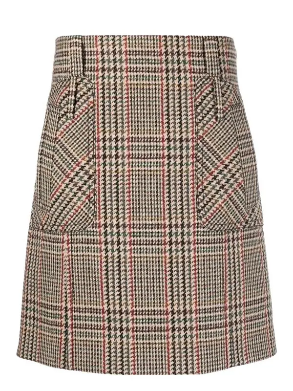 Miu Miu Plaid Mini Skirt - Nude