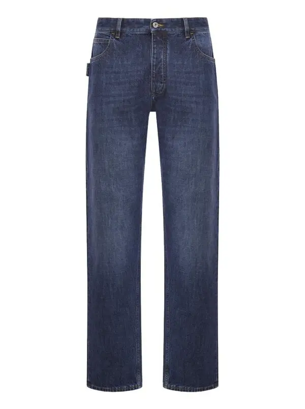 Bottega Veneta Logo Patch Straight Leg Jeans - Blue