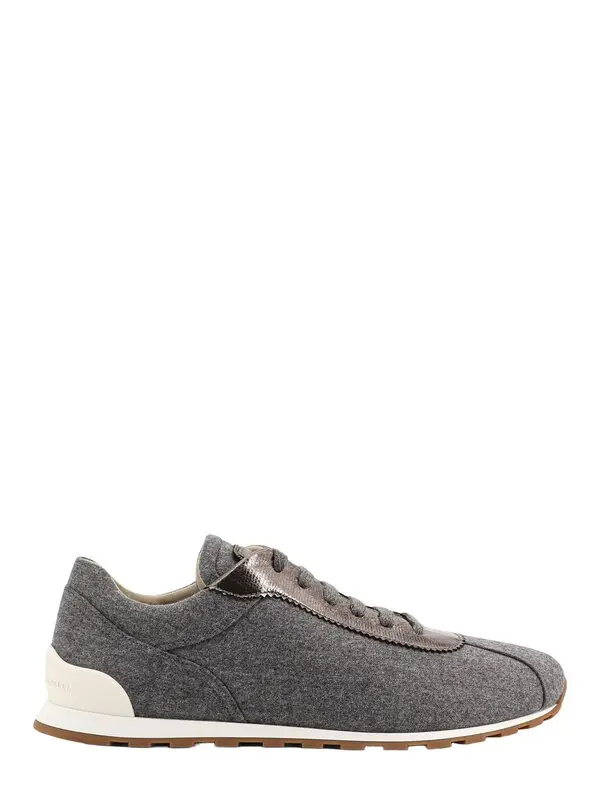 Brunello Cucinelli Lace-up Flannel Sneakers - Black