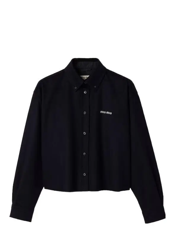 Miu Miu Logo Embroidered Shirt - Navy Blue