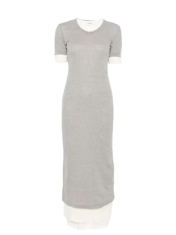 JIL SANDER Ribbed Midi Dress - Gray