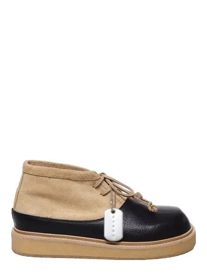 Marni Round Toe Panelled Boots - Brown And Beige