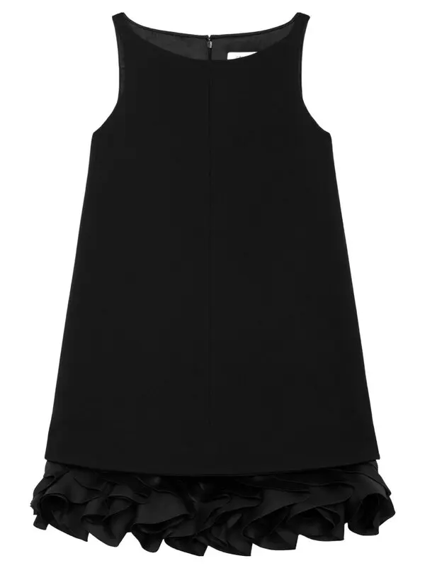 Celine Bouquet Mini Dress In Gauffered Double Wool - Black