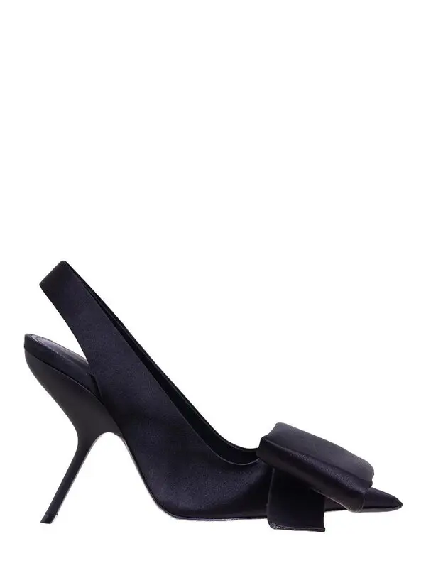FERRAGAMO Pointed-toe Slingback Pumps With Bow Detailing - Black