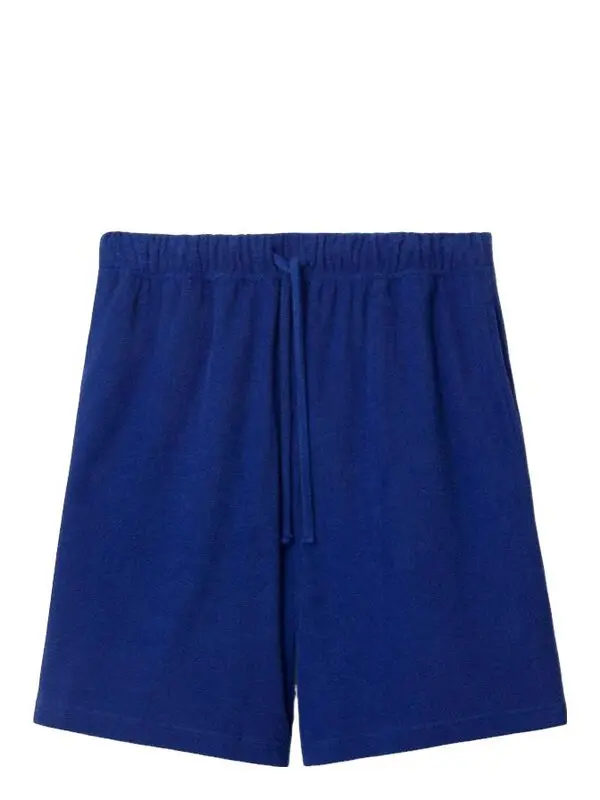 Burberry Elasticated Drawstring Shorts With Equestrian Knight Print - Blue