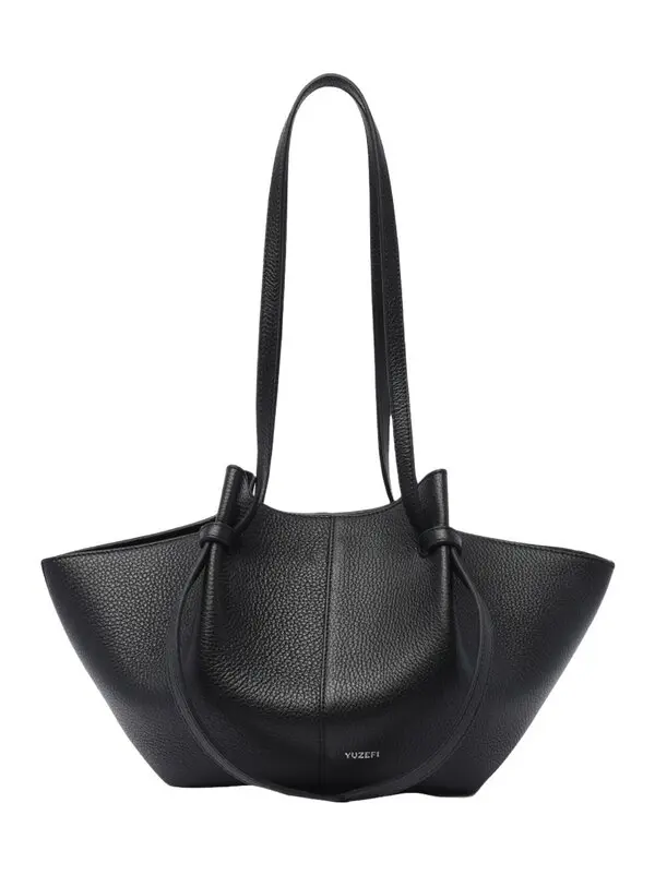 Yuzefi Textured Leather Handbag - Black