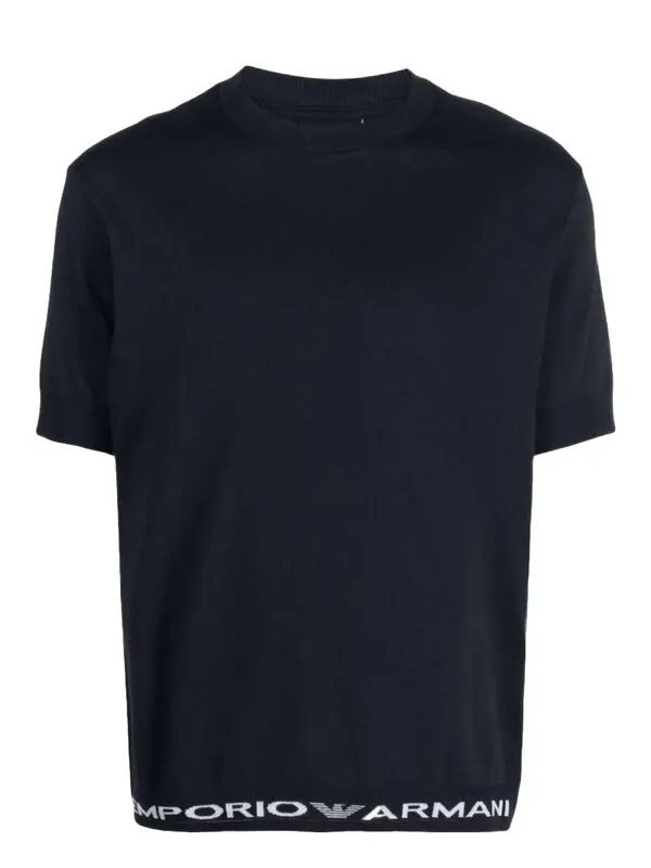 Emporio Armani Logo-trim Cotton T-shirt - Black