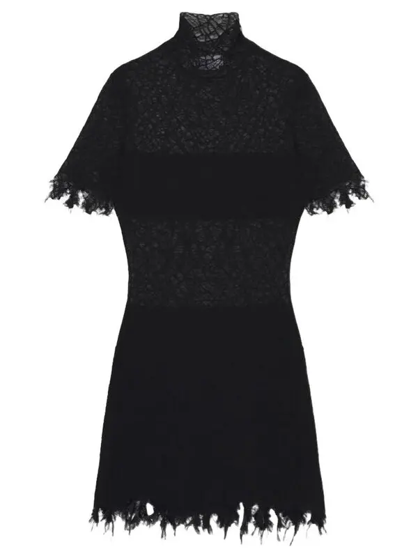 Alexander McQueen Lace High Neck Mini Dress - Black