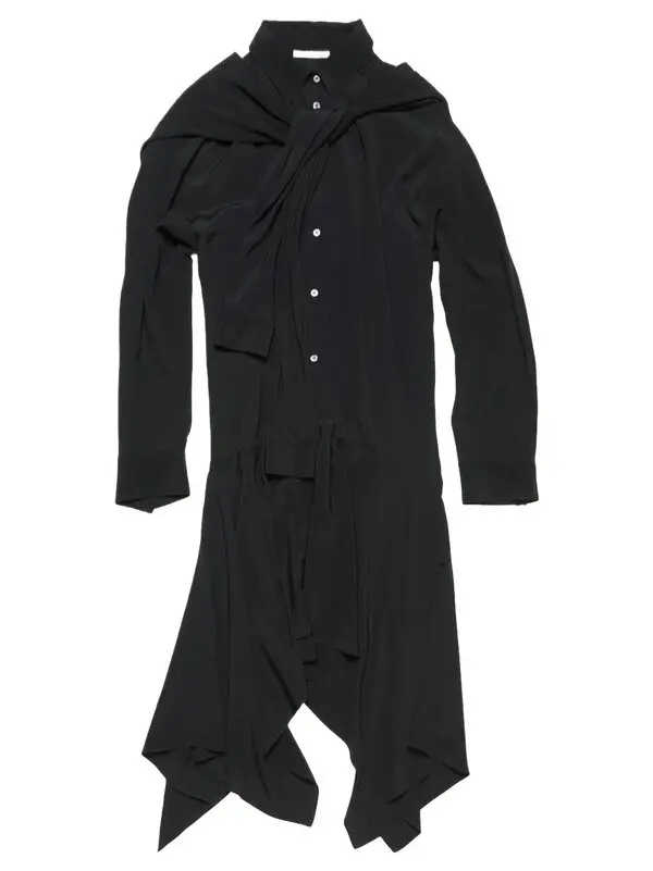 Acne Studios Asymmetrical Layered Dress With Scarf Detail - Black