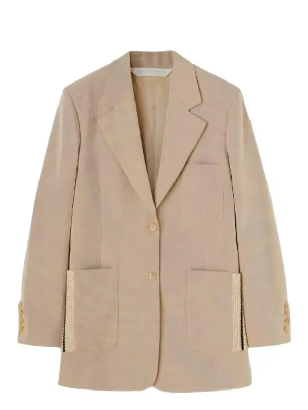 Palm Angels Single-breasted Blazer With Notched Lapel And Button Cuffs - Nude