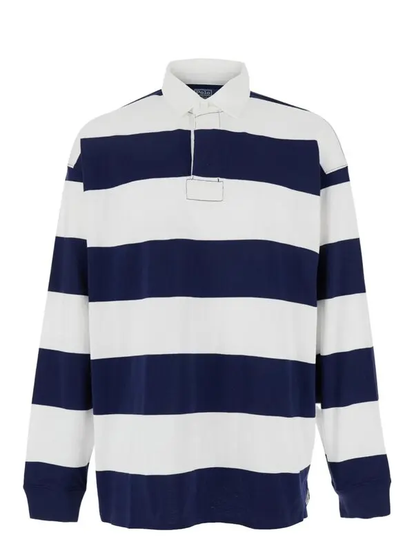 Polo Ralph Lauren Long Sleeved Striped Polo Shirt - Blue