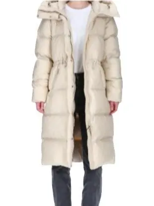 Mackage Long Down Jacket With Hood And Drawstring Waist - Nude
