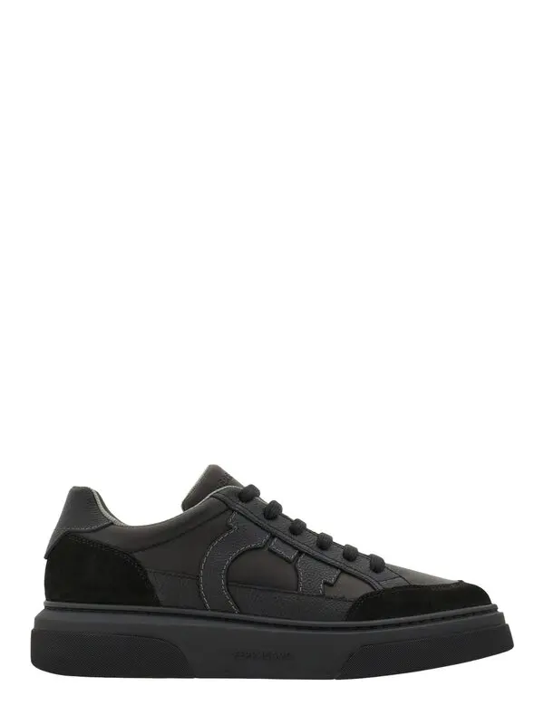FERRAGAMO Cassina Leather Sneakers - Black