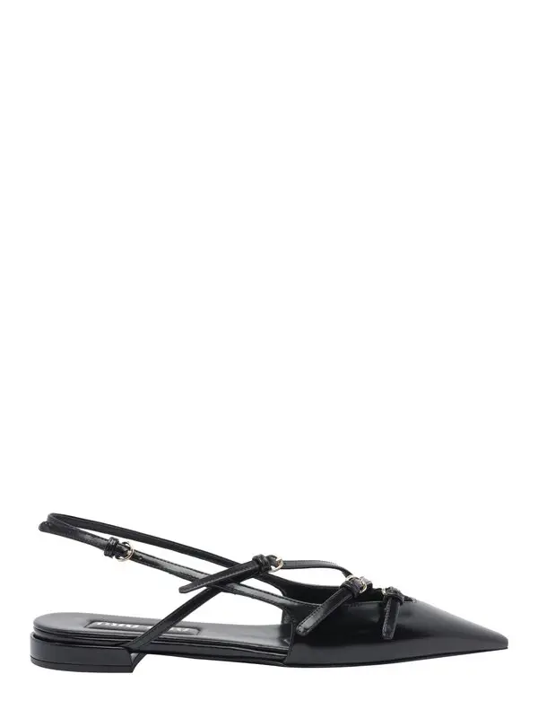 Miu Miu Buckle Flat Slingback Sandals - Black