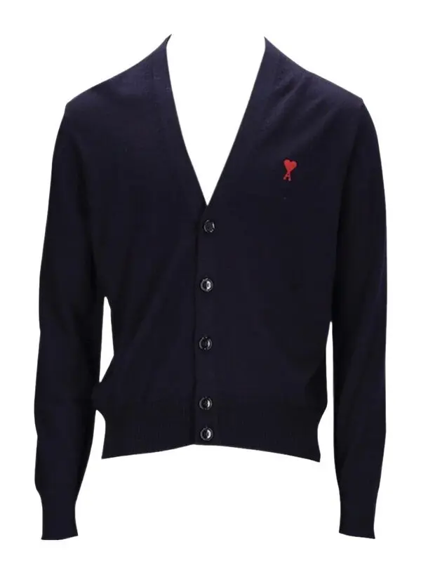 Ami De Coeur Embroidered V-neck Cardigan - Black