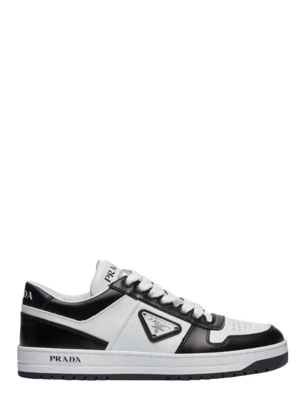 Prada Downtown Leather Sneakers - White/black