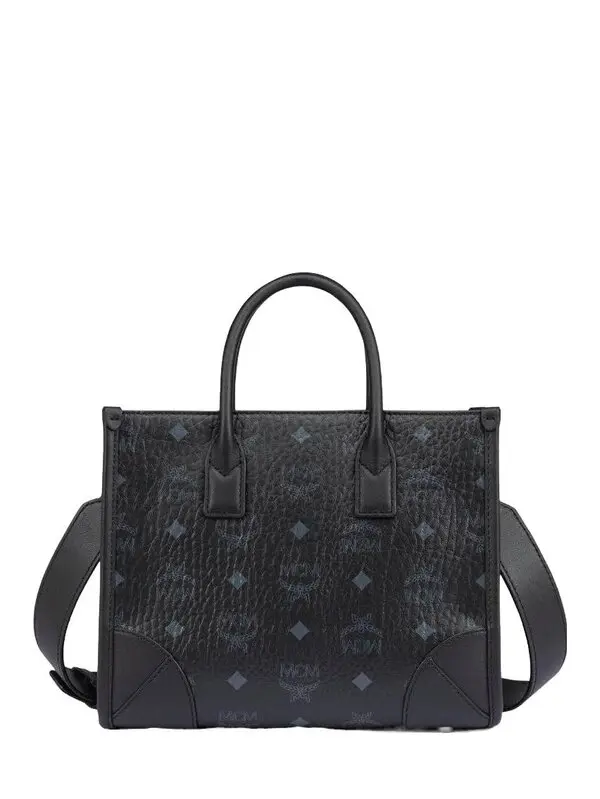Mcm Visetos Monogram Shoulder Bag - Black