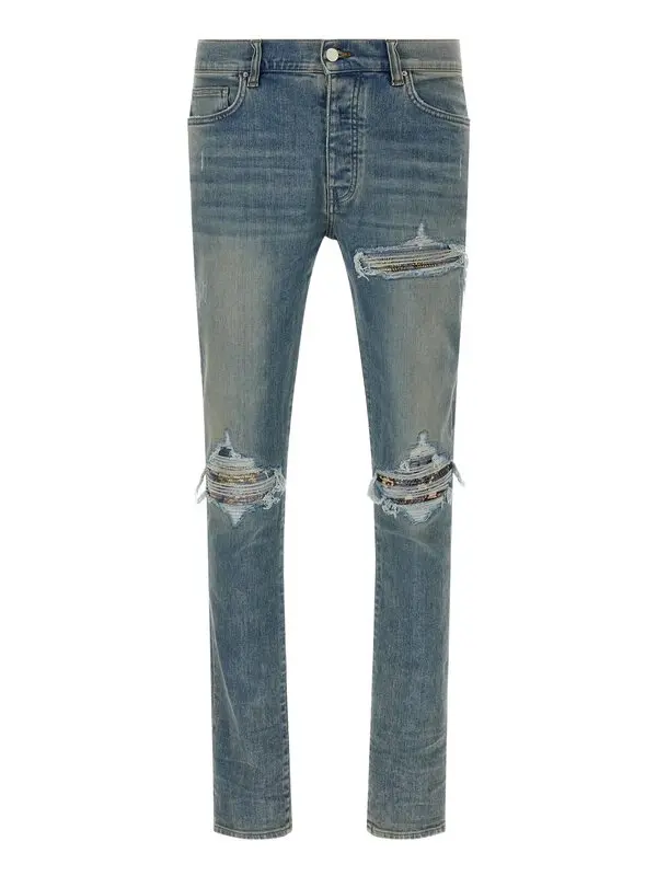 Amiri Belt Loop Distressed Denim Trousers - Blue
