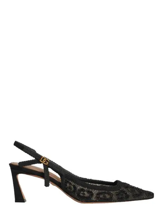 Dolce & Gabbana Leopard Print Lace Slingbacks - Black
