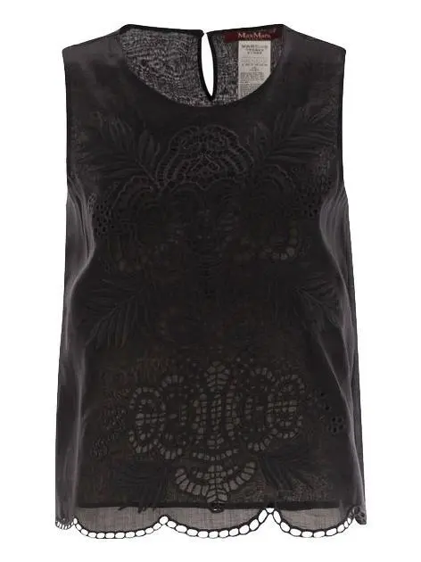 Max Mara Efeso Embroidered Sleeveless Top - Black