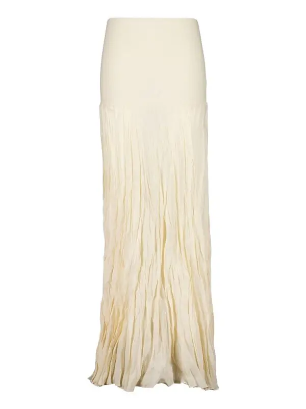 Johanna Ortiz Ribbed-waist Pleated Maxi Skirt - Beige