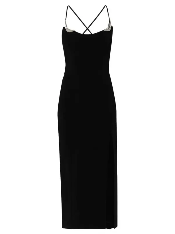 MUGLER Metallic Detail Slit Dress - Black