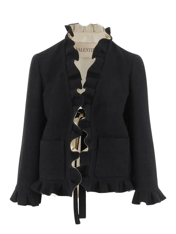 Valentino Garavani Ruffled Long-sleeved Jacket - Black