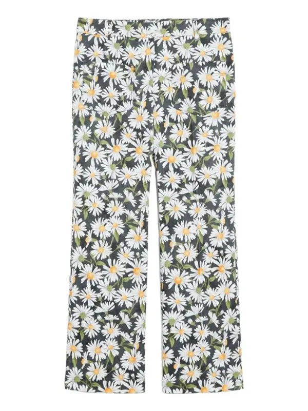 Max Mara Allover Floral Printed Flared Pants - White
