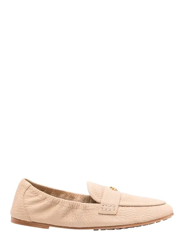 Tory Burch Double T Leather Loafers - Nude