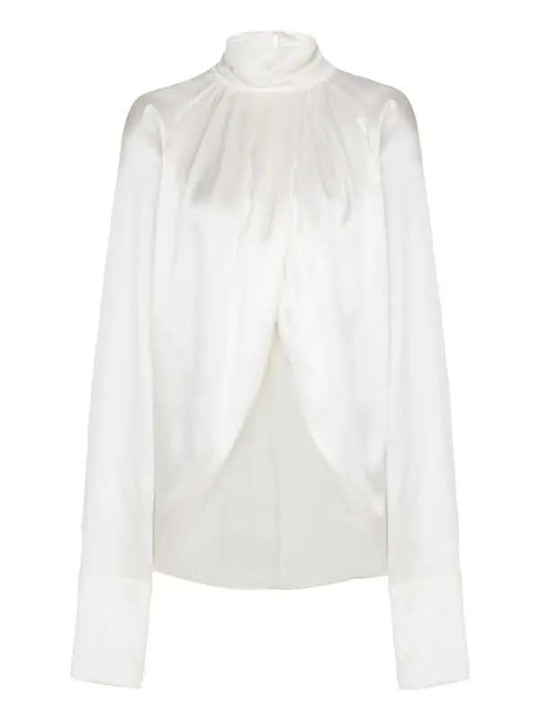 Balmain Draped High Neck Blouse - White